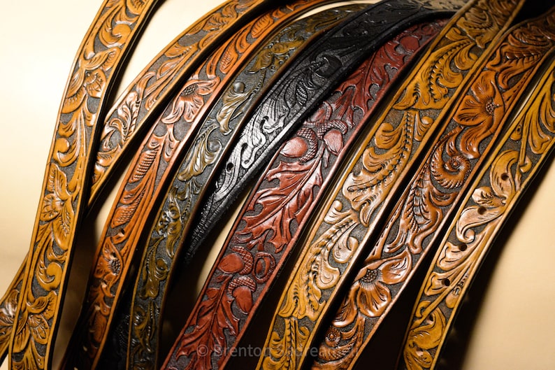 CUSTOM LEATHER BELT | Beautiful Hand Tooled Leather | Western Floral ...