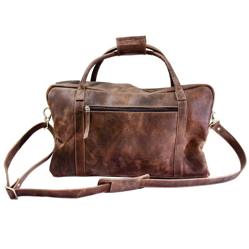Full Grain Leather Duffle Bag Monogrammed Genuine Leather Weekender Bag