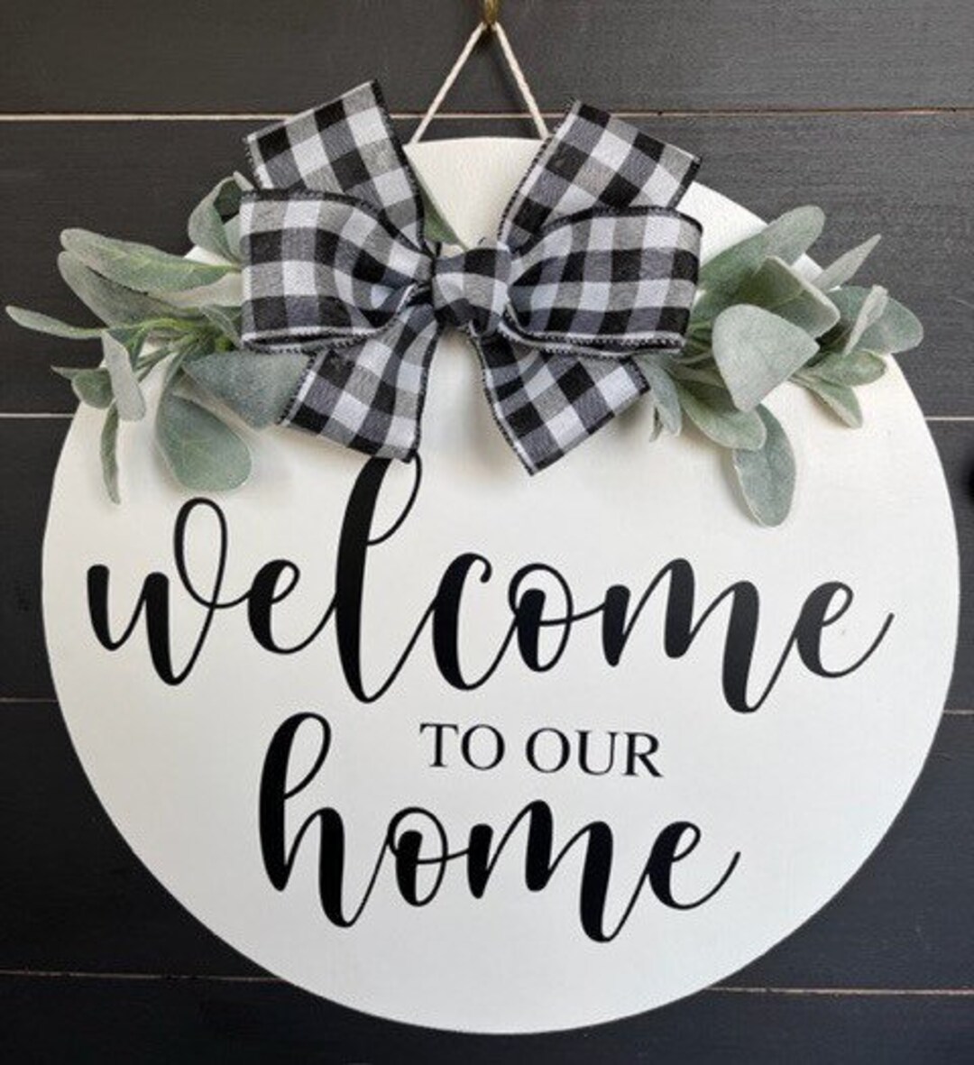 Welcome | Door Hanger | Front Door | Plaid | Home - Etsy