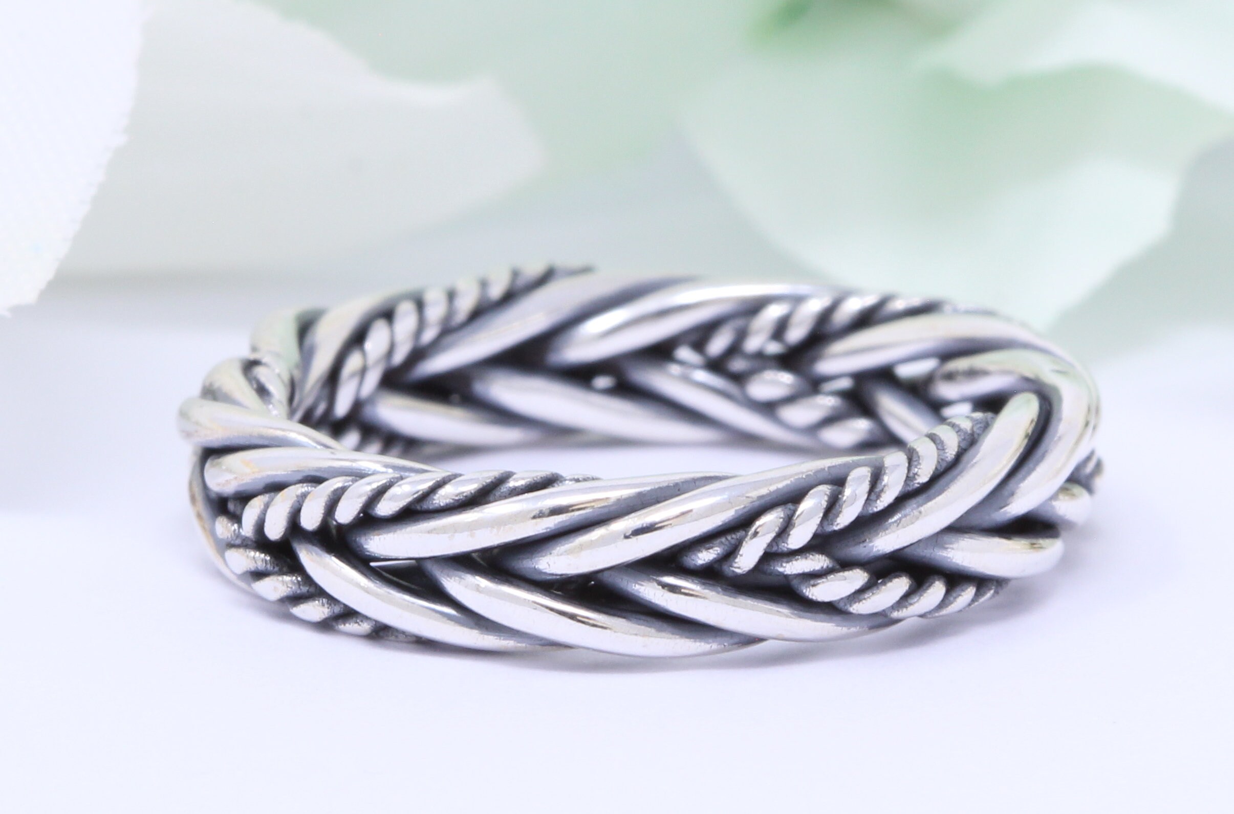 4mm Braided Twisted Band Ring 925 Sterling Silver Oxidized - Etsy UK