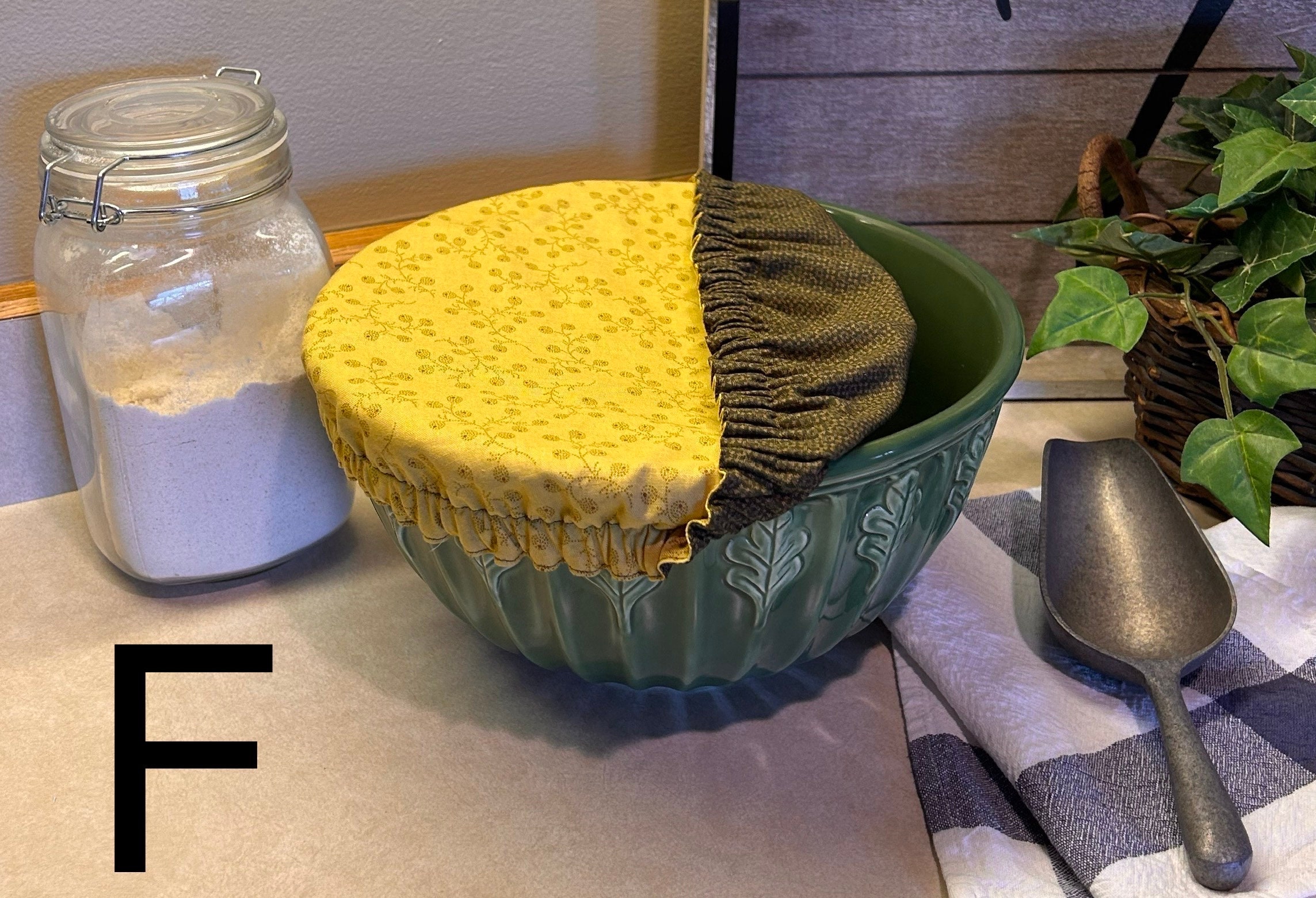 Single Cotton Bowl Cover: Reversible, Washable, Farmhouse Style - Etsy