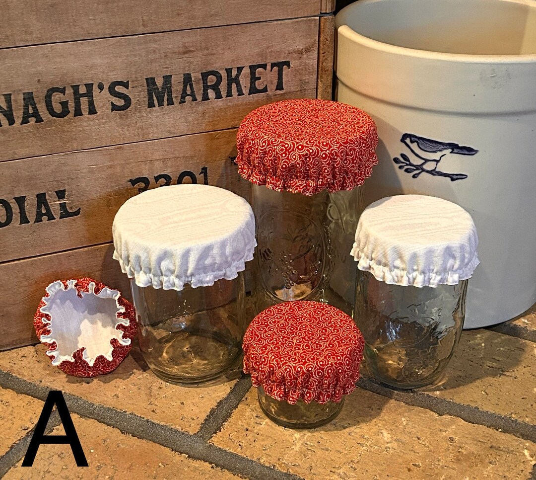 Set of 4 Reversible Sustainable Washable Cotton Fabric Jar Covers ...