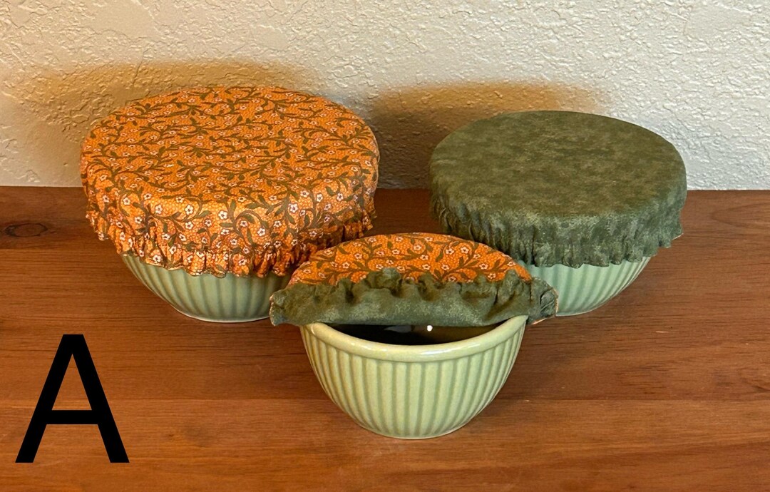 Small Cotton Bowl Covers Set of 3: Sustainable Reversible, Washable ...