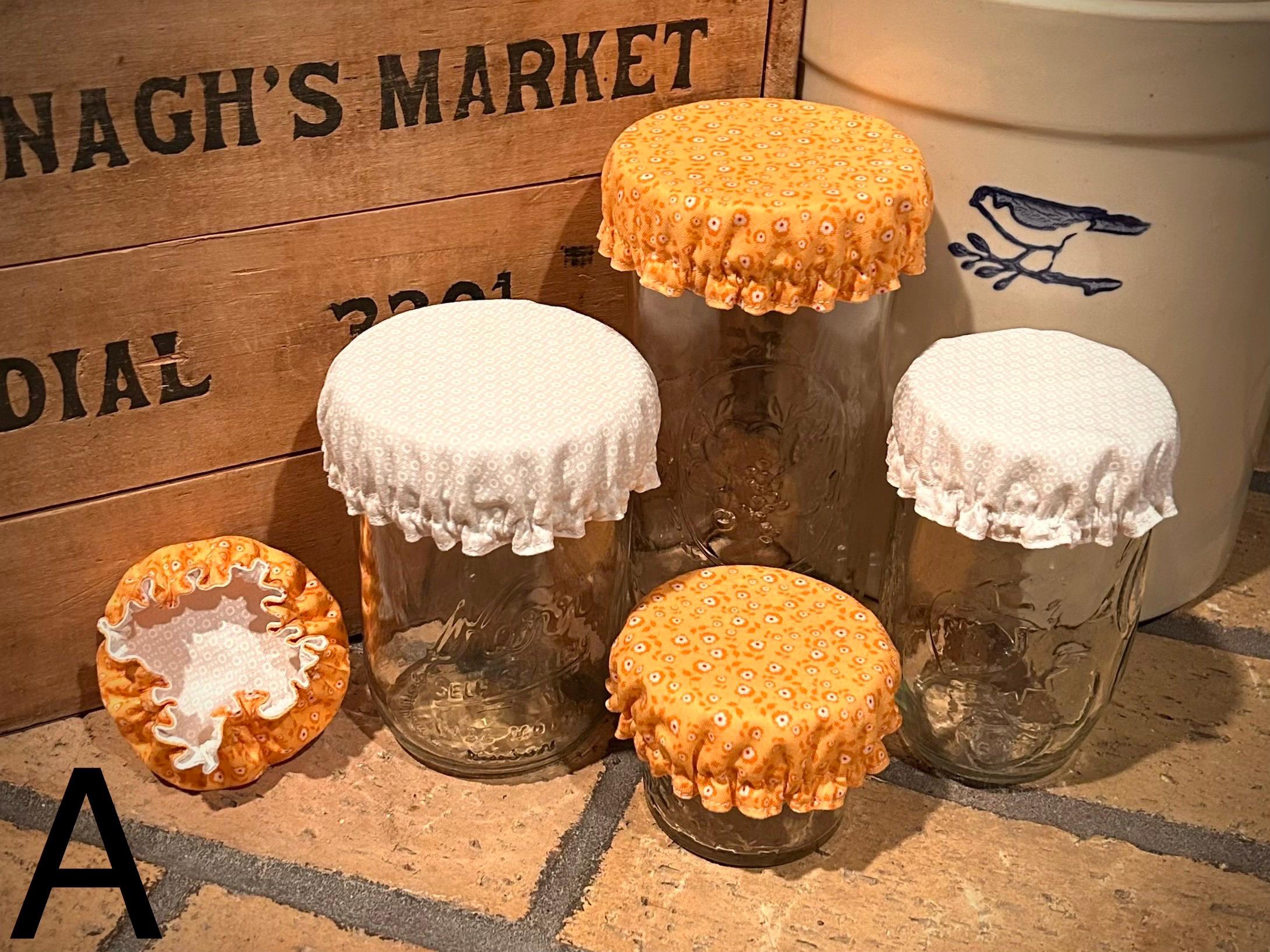 Reversible Cotton Fabric Jar Covers - Set of 4 - Sustainable Mason Jar ...