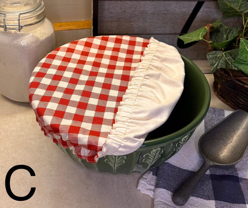 Single Cotton Bowl Cover: Reversible, Washable, Farmhouse Style - Etsy