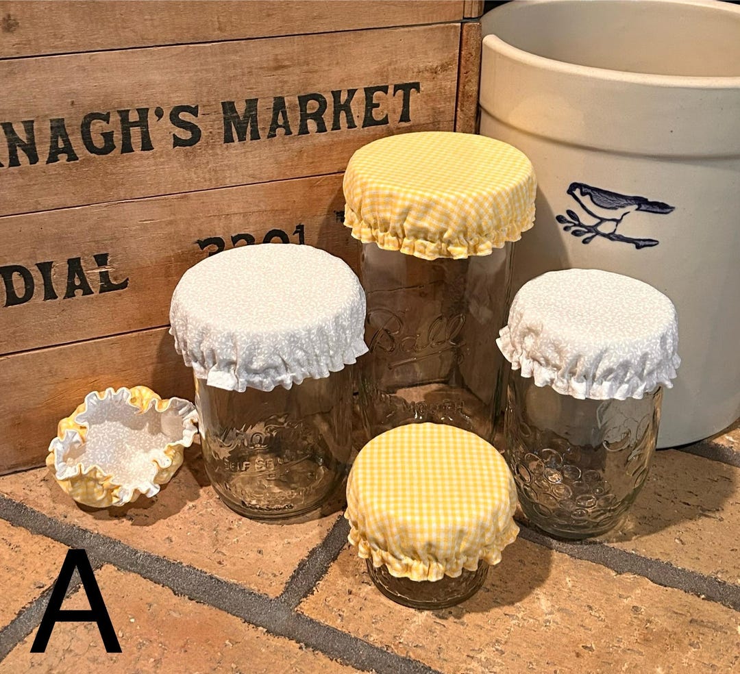 Set of 4 Reversible Sustainable Washable Cotton Fabric Jar Covers ...