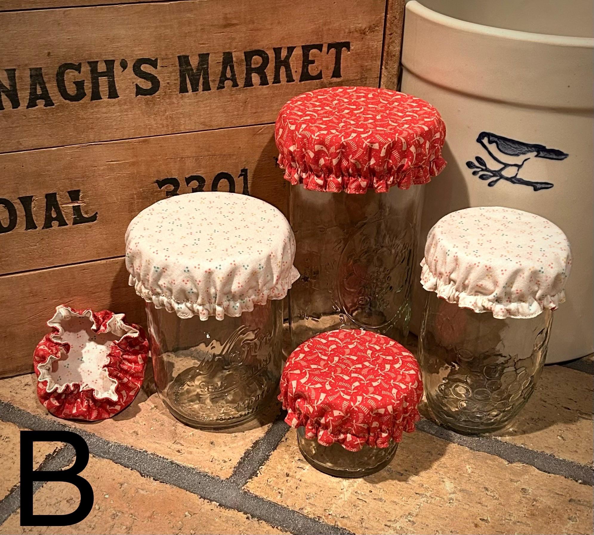 Reversible Cotton Fabric Jar Covers - Set of 4 - Sustainable Mason Jar ...