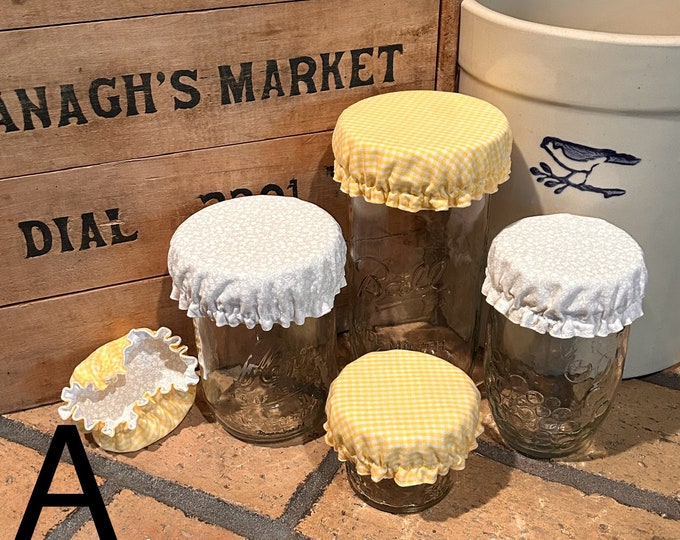 Set of 4 Reversible Sustainable Washable Cotton Fabric Jar Covers ...