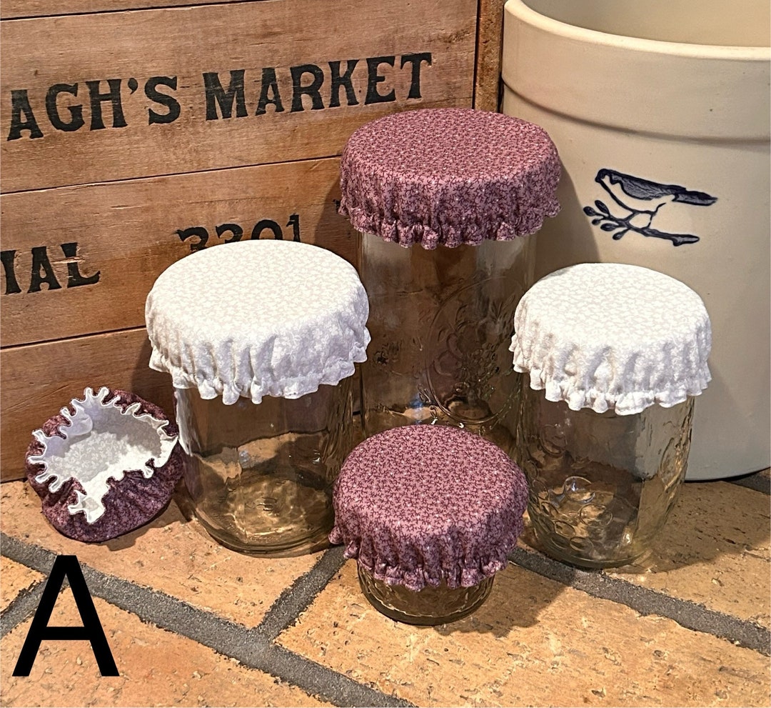 Set of 4 Reversible Sustainable Washable Cotton Fabric Jar Covers ...