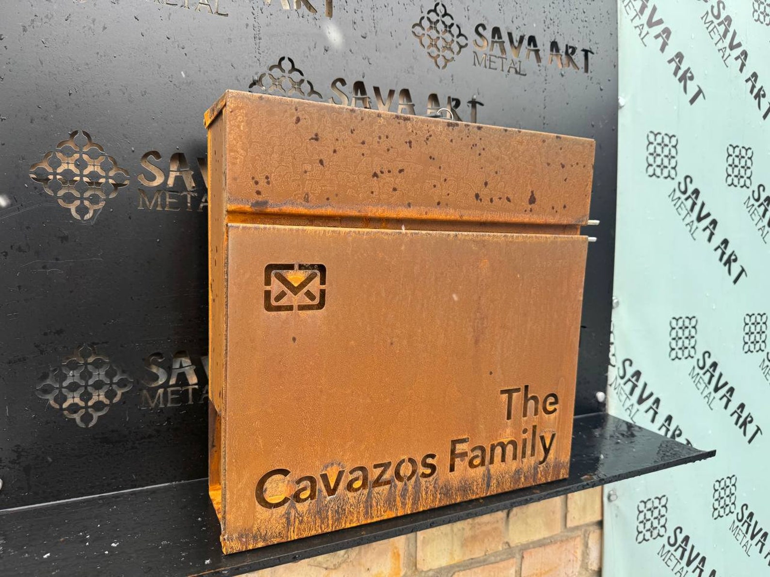Custom Wall Mount Cor-ten Steel Mailbox | Modern Personalizable Corten ...