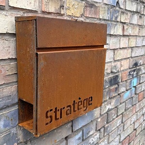 Custom Wall Mount Cor-ten Steel Mailbox | Modern Personalizable Corten ...