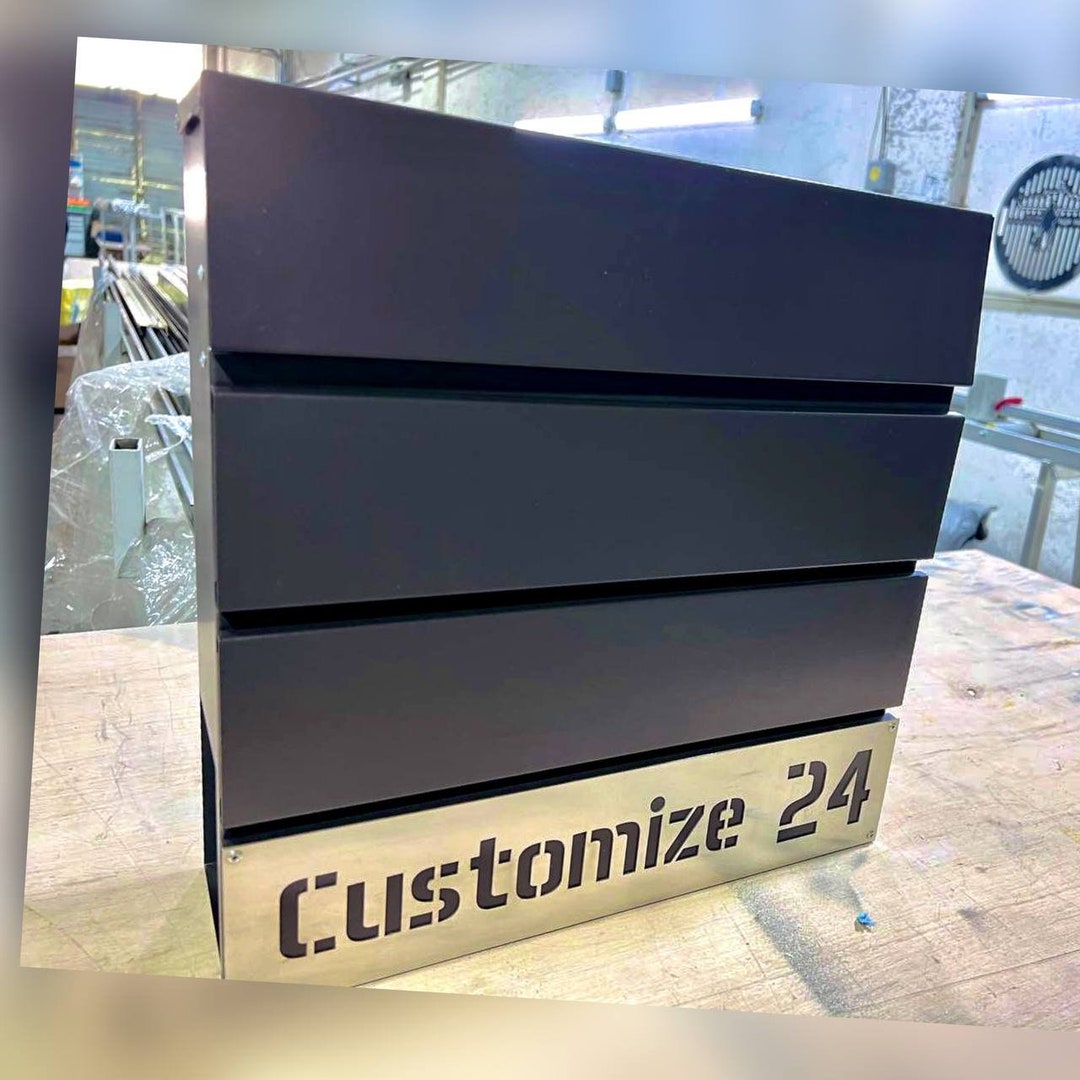 Custom Wall Mount Mailbox | Modern Colored Black Metal Postbox | Unique ...