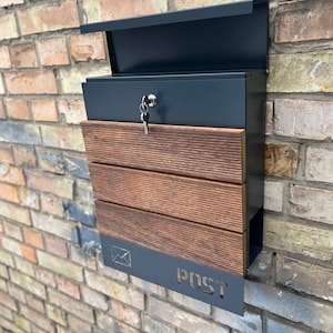 Merbau Wall Mount Personalized Mailbox | Steel + Merbau Wood Postbox ...