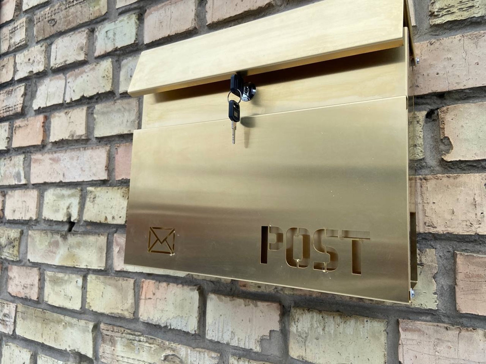 PURE BRASS Personalized Letter Box | Modern Wall Mount Brass Mailbox ...
