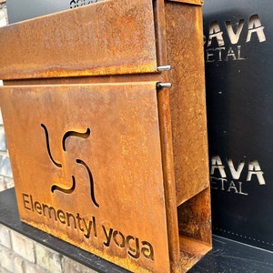 Custom Wall Mount Cor-ten Steel Mailbox | Modern Personalizable Corten ...