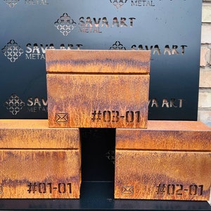 Custom Wall Mount Cor-ten Steel Mailbox | Modern Personalizable Corten ...