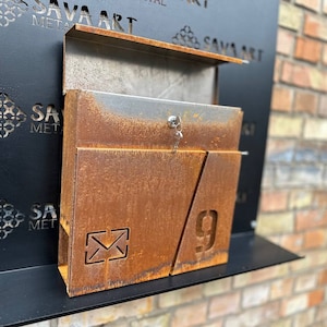 Custom Wall Mount Cor-ten Steel Mailbox | Modern Personalizable Corten ...