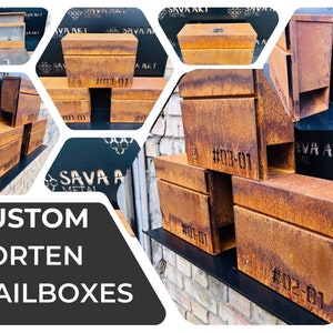 Custom Wall Mount Cor-ten Steel Mailbox | Modern Personalizable Corten ...