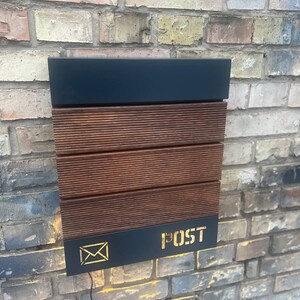 Merbau Wall Mount Personalized Mailbox | Steel + Merbau Wood Postbox ...