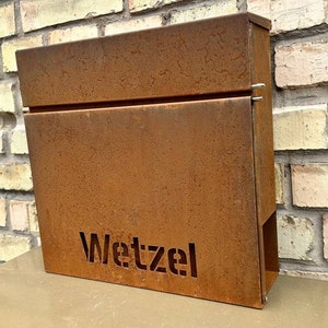 Custom Wall Mount Cor-ten Steel Mailbox | Modern Personalizable Corten ...