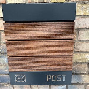 Merbau Wall Mount Personalized Mailbox | Steel + Merbau Wood Postbox ...