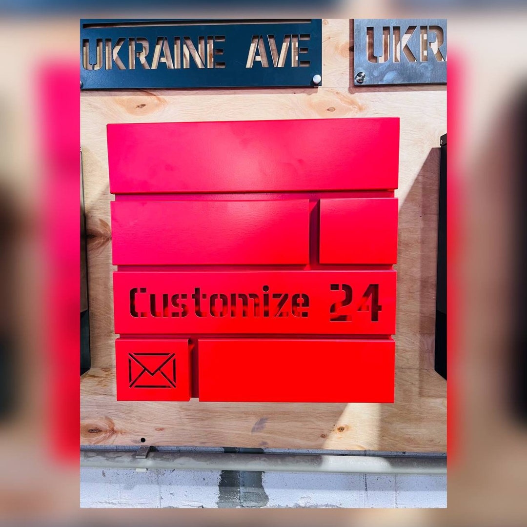 Custom Wall Mount Mailbox | Modern Colored Black Metal Postbox | Unique ...