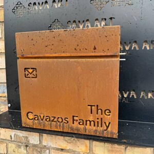 Custom Wall Mount Cor-ten Steel Mailbox | Modern Personalizable Corten ...