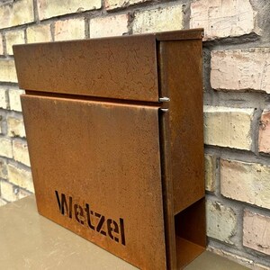 Custom Wall Mount Cor-ten Steel Mailbox | Modern Personalizable Corten ...