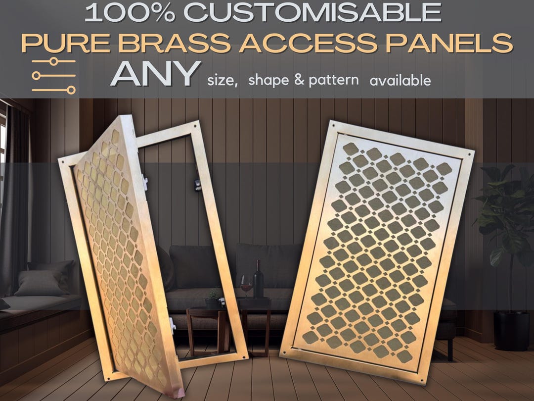 Bespoke Natural Brass Access Panels With Hinges and Latches + Push-to ...