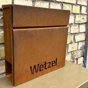 Custom Wall Mount Cor-ten Steel Mailbox | Modern Personalizable Corten ...