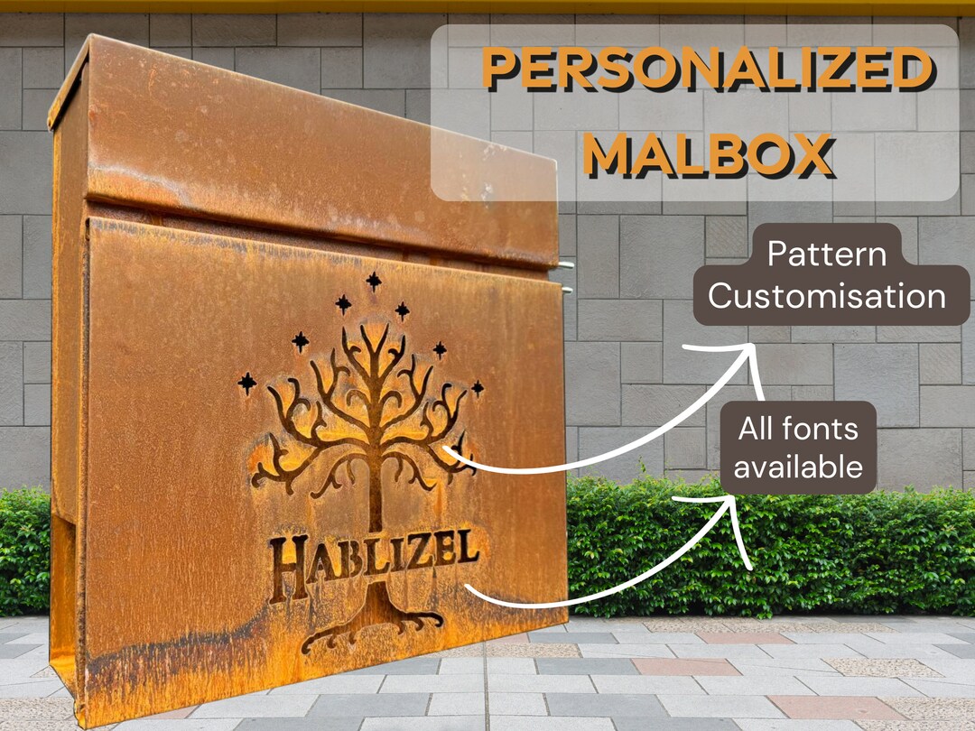 Custom Wall Mount Cor-ten Steel Mailbox | Lord of the Rings Inspired ...