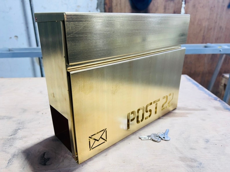 PURE BRASS Personalized Letter Box Modern Wall Mount Brass - Etsy
