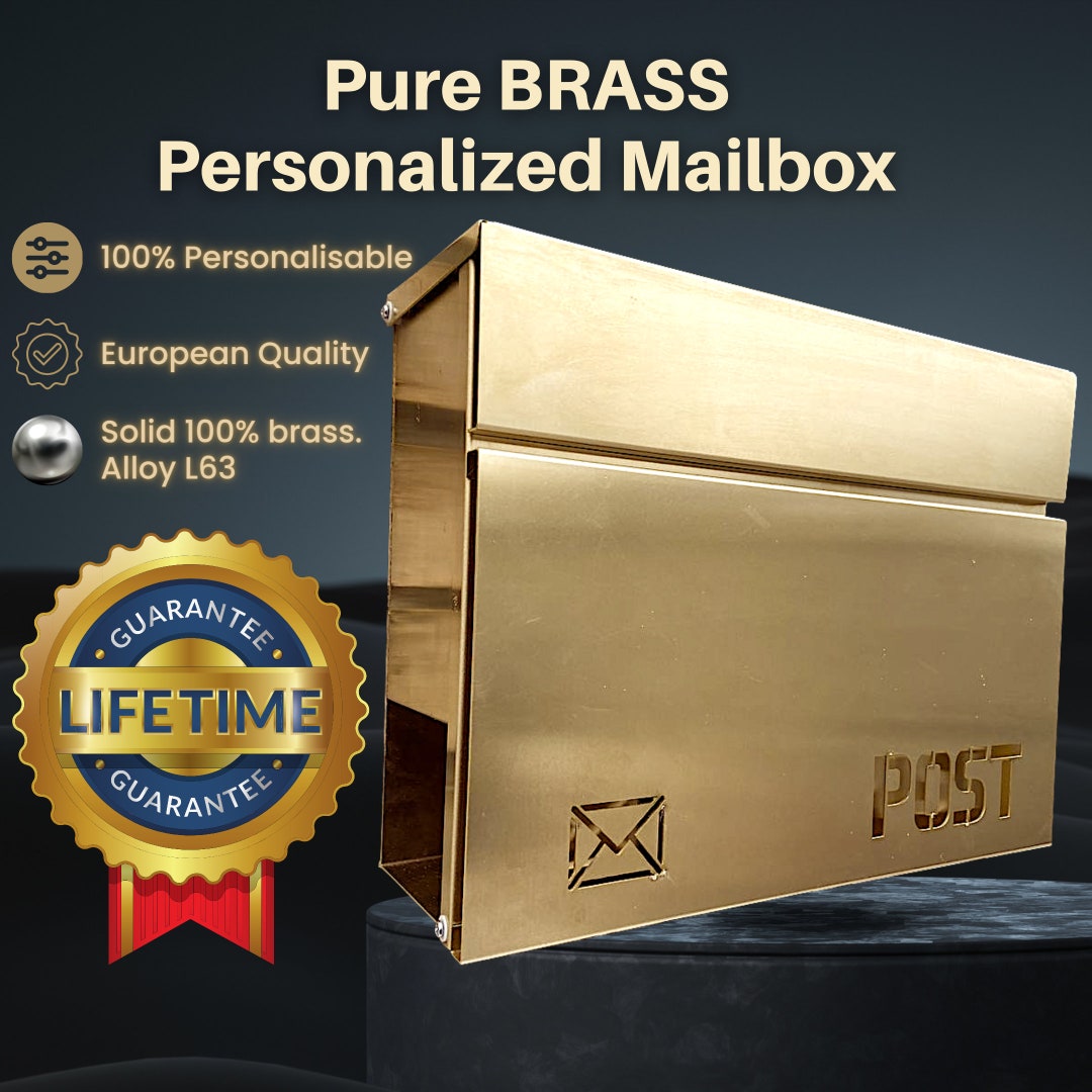 PURE BRASS Personalized Letter Box | Modern Wall Mount Brass Mailbox ...