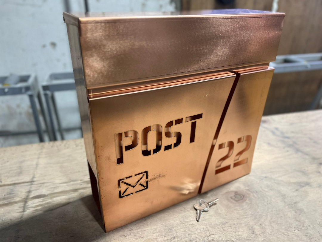 PURE COPPER Personalized Letter Box | Modern Wall Mount Copper Mailbox ...