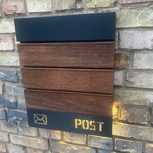 Merbau Wall Mount Personalized Mailbox | Steel + Merbau Wood Postbox ...