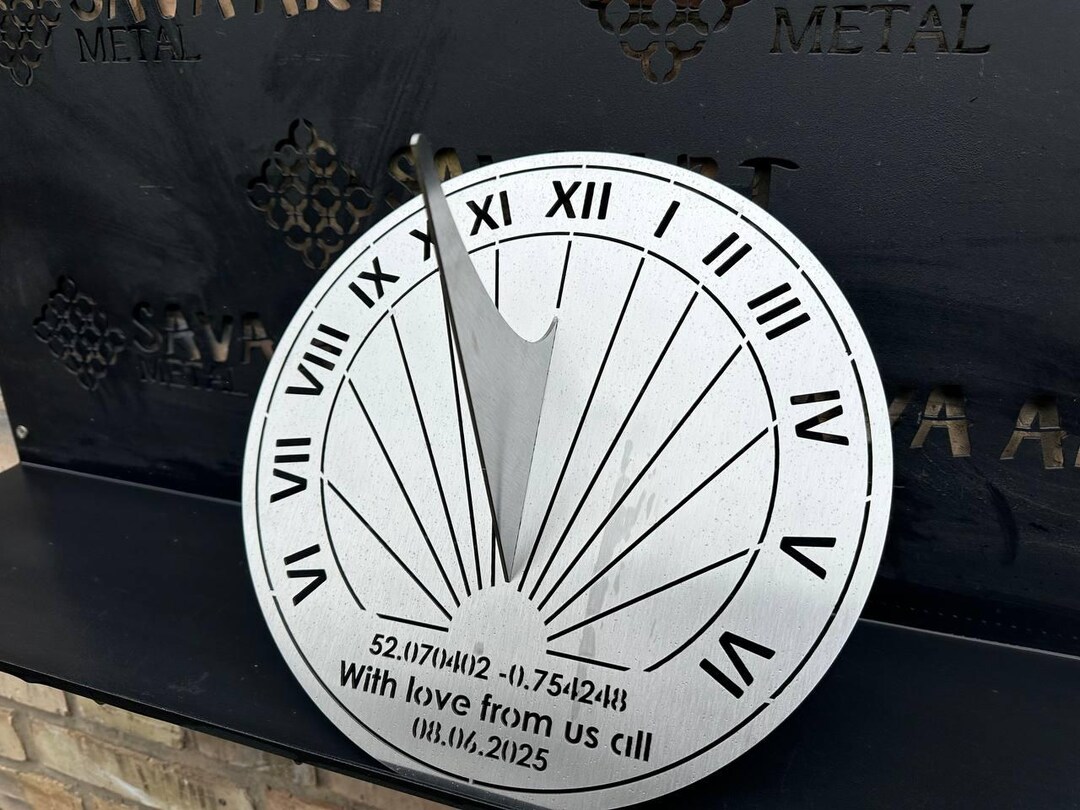Custom Engraved Stainless Steel Sundial | Personalised Anniversary Gift ...