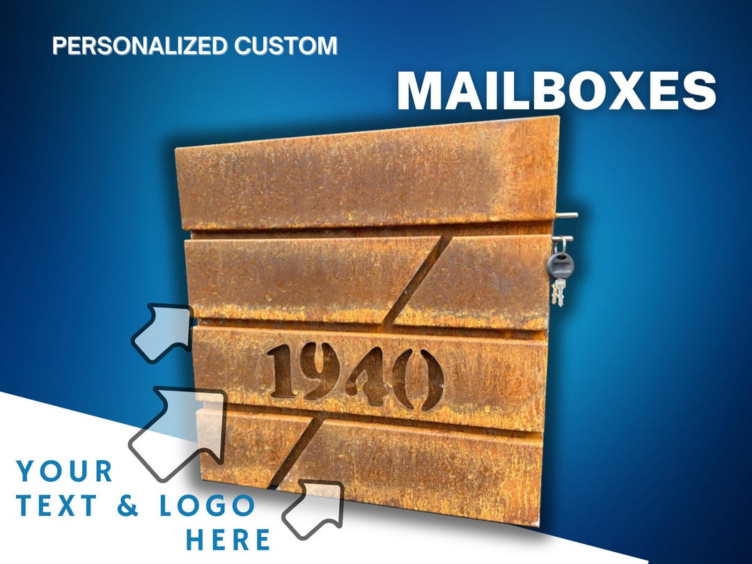 Custom Wall Mount Cor-ten Steel Mailbox | Modern Personalizable Corten ...