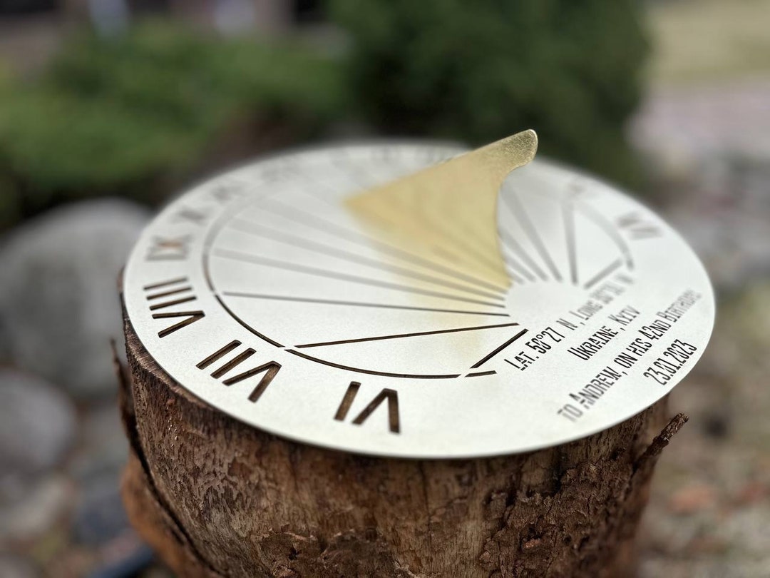 Custom Engraved Metal Sundial | Personalised Anniversary Gift | Steel ...