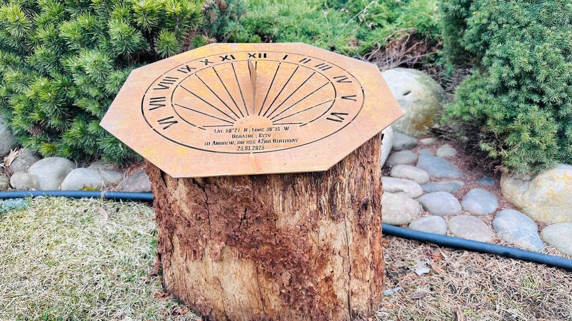 Corten Steel Custom Engraved Metal Sundial | Personalised Anniversary ...