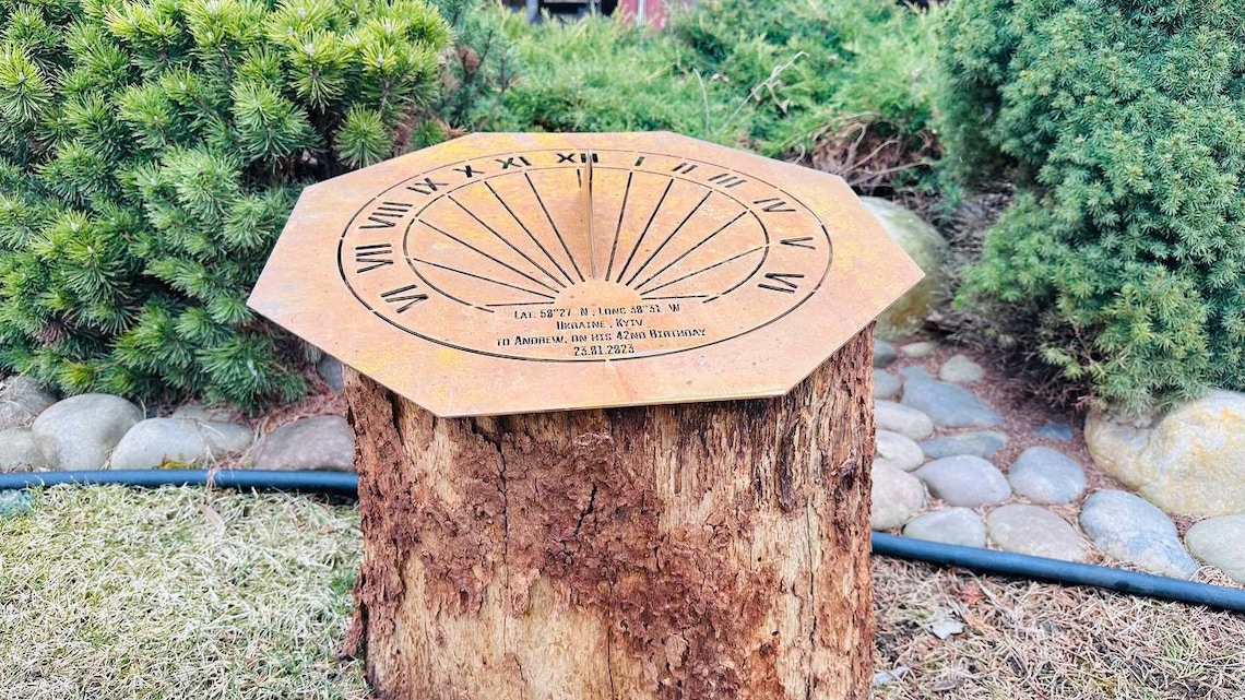 Corten Steel Custom Engraved Metal Sundial Personalised - Etsy