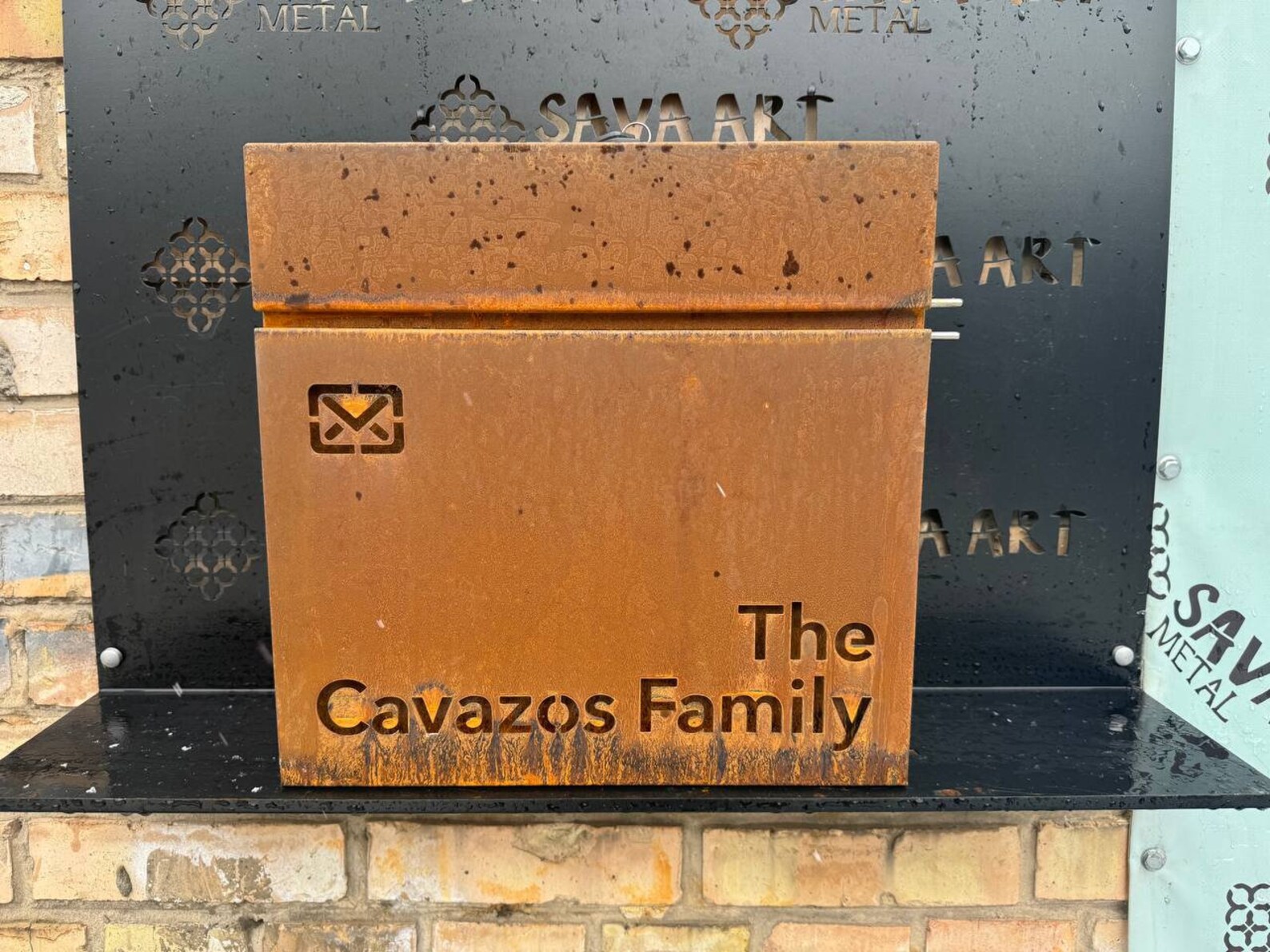 Custom Wall Mount Cor-ten Steel Mailbox | Modern Personalizable Corten ...