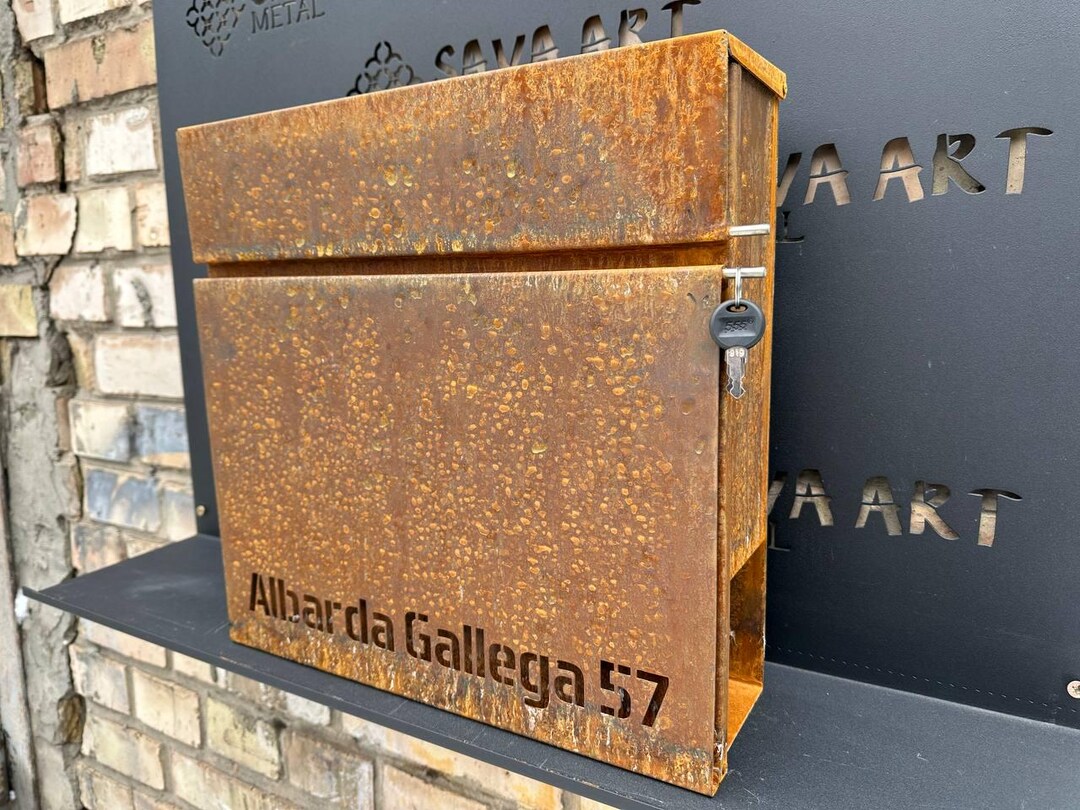 Custom Wall Mount Cor-ten Steel Mailbox | Modern Personalizable Corten ...