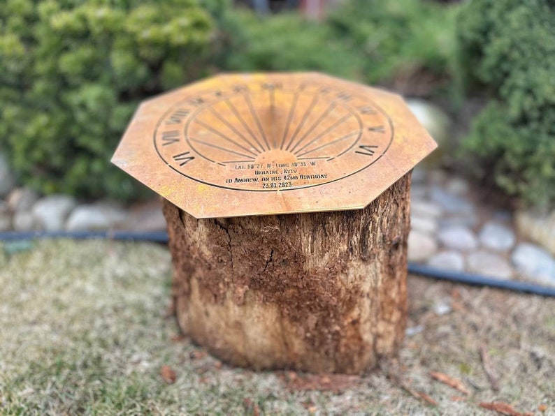 Corten Steel Custom Engraved Metal Sundial Personalised - Etsy