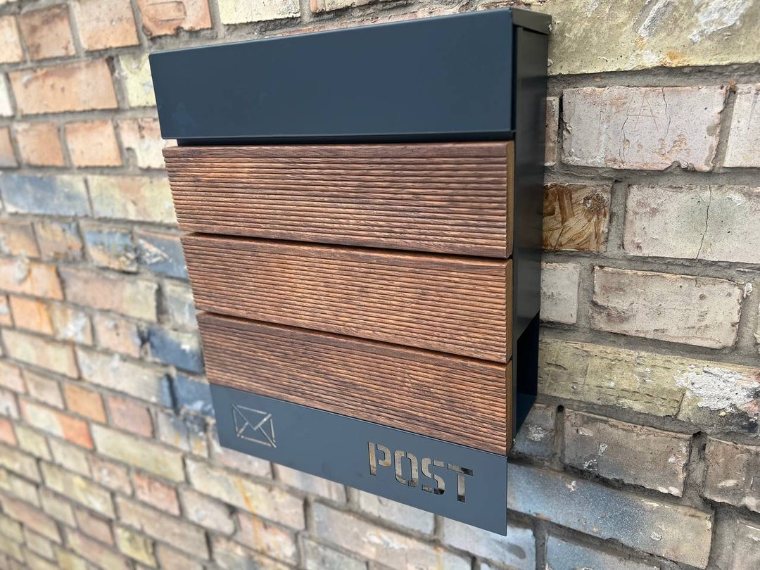 Merbau Wall Mount Personalized Mailbox | Steel + Merbau Wood Postbox ...