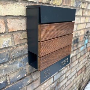 Merbau Wall Mount Personalized Mailbox | Steel + Merbau Wood Postbox ...