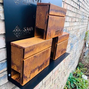 Custom Wall Mount Cor-ten Steel Mailbox | Modern Personalizable Corten ...