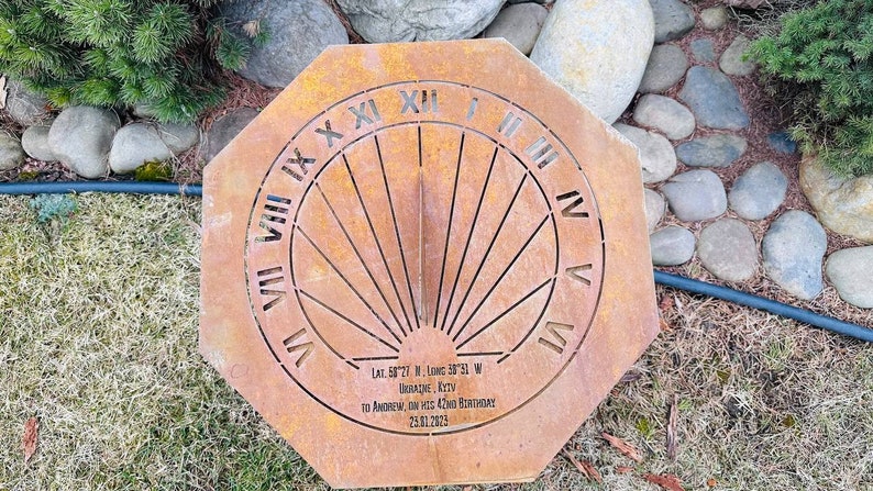 Corten Steel Custom Engraved Metal Sundial Personalised - Etsy