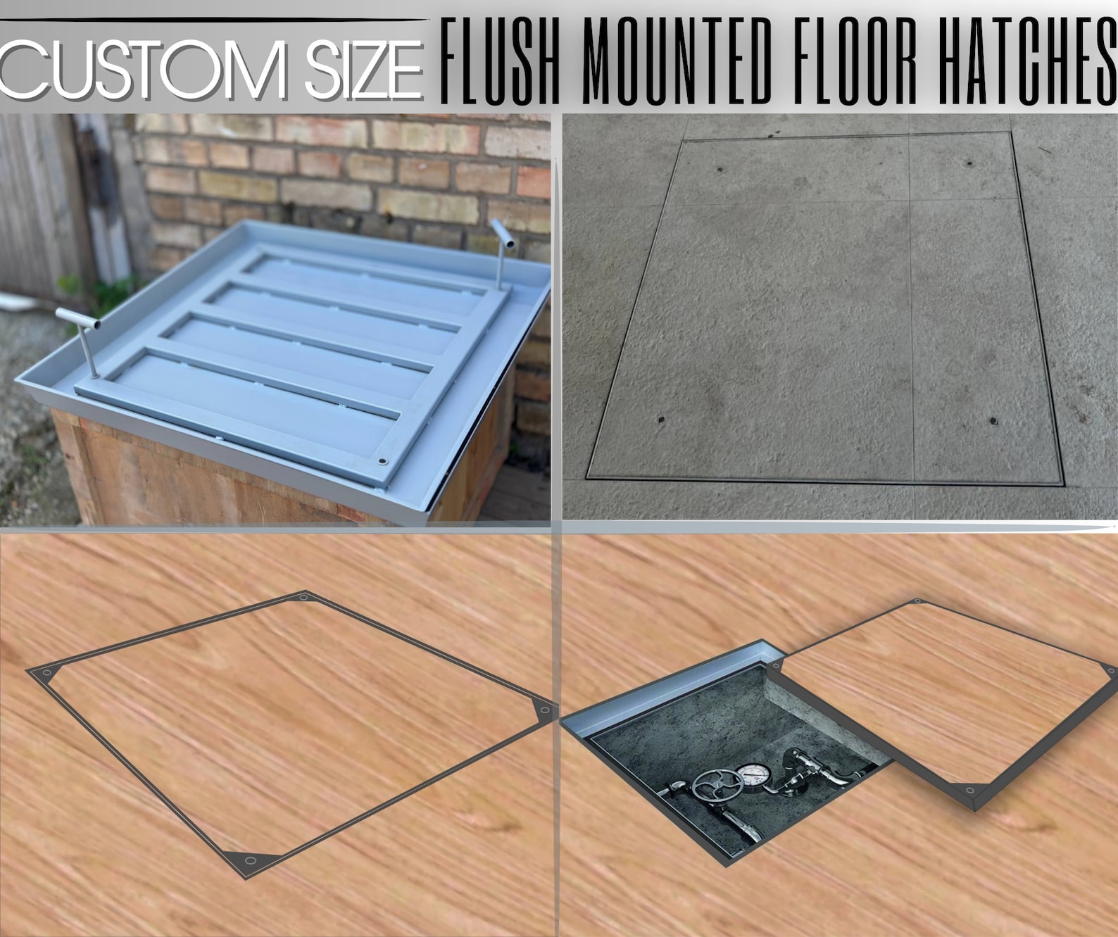 ANY SIZE & SHAPE Flush Mounted Floor Handy Hatches | Floor Access ...