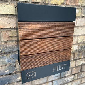 Merbau Wall Mount Personalized Mailbox | Steel + Merbau Wood Postbox ...