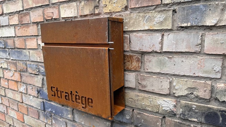 Custom Wall Mount Cor-ten Steel Mailbox | Modern Personalizable Corten ...